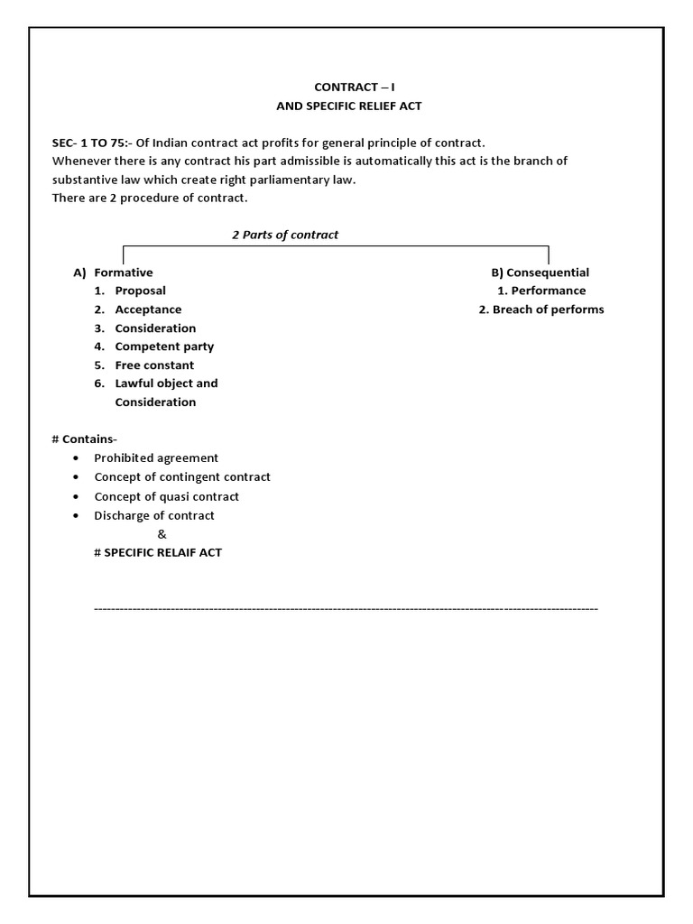 Contract LLB Notes | PDF | Specific Performance | Consideration