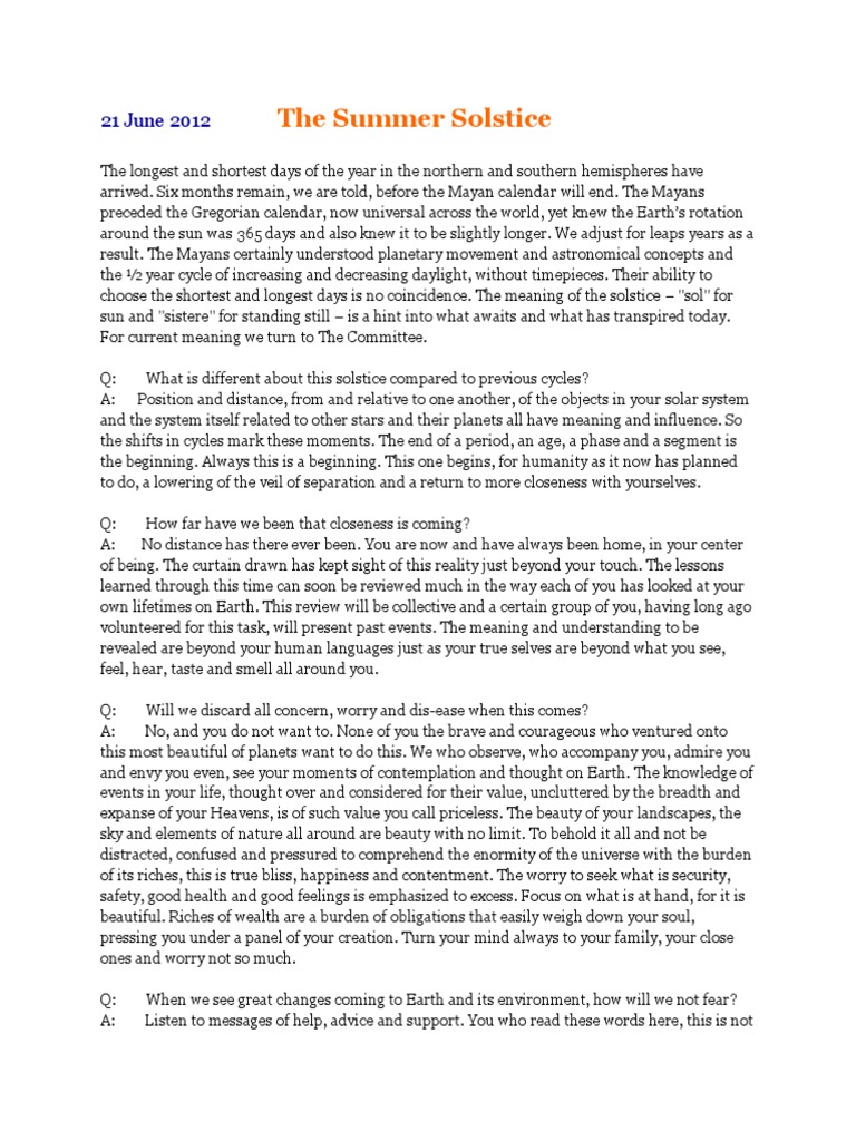 Summer Solstice | PDF | Nature