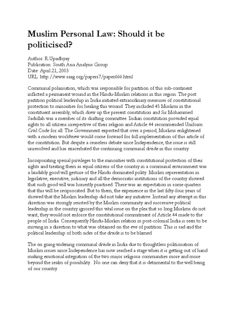 Muslim Personal Law | PDF | Sharia | Justice