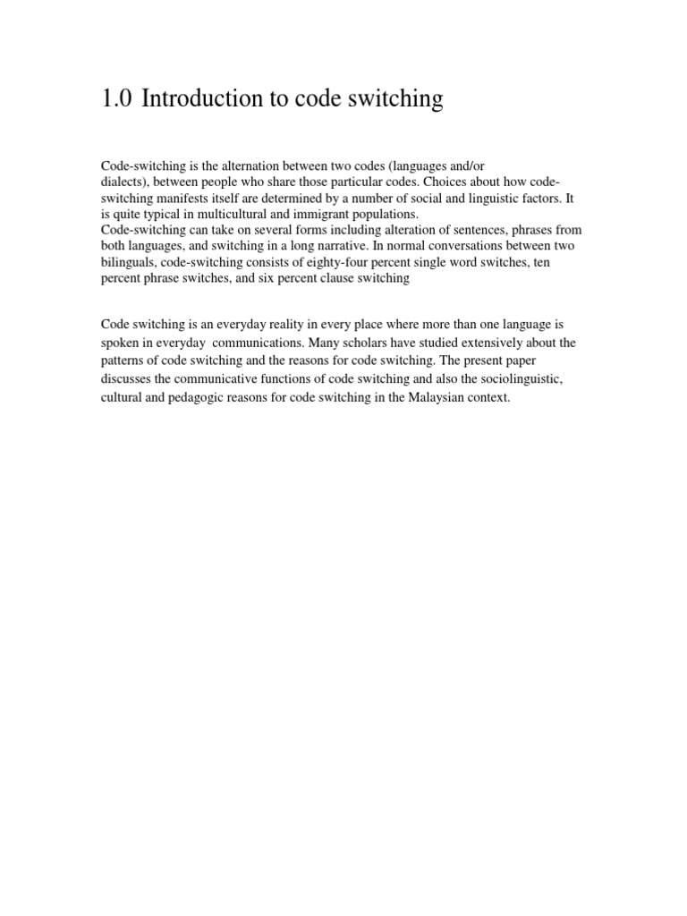 Introduction To Code Switching | PDF | English As A Second Or Foreign Language | Multilingualism