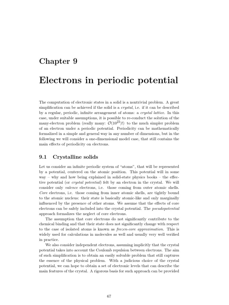Electrons in Periodic Potential | PDF | Basis (Linear Algebra) | Electron