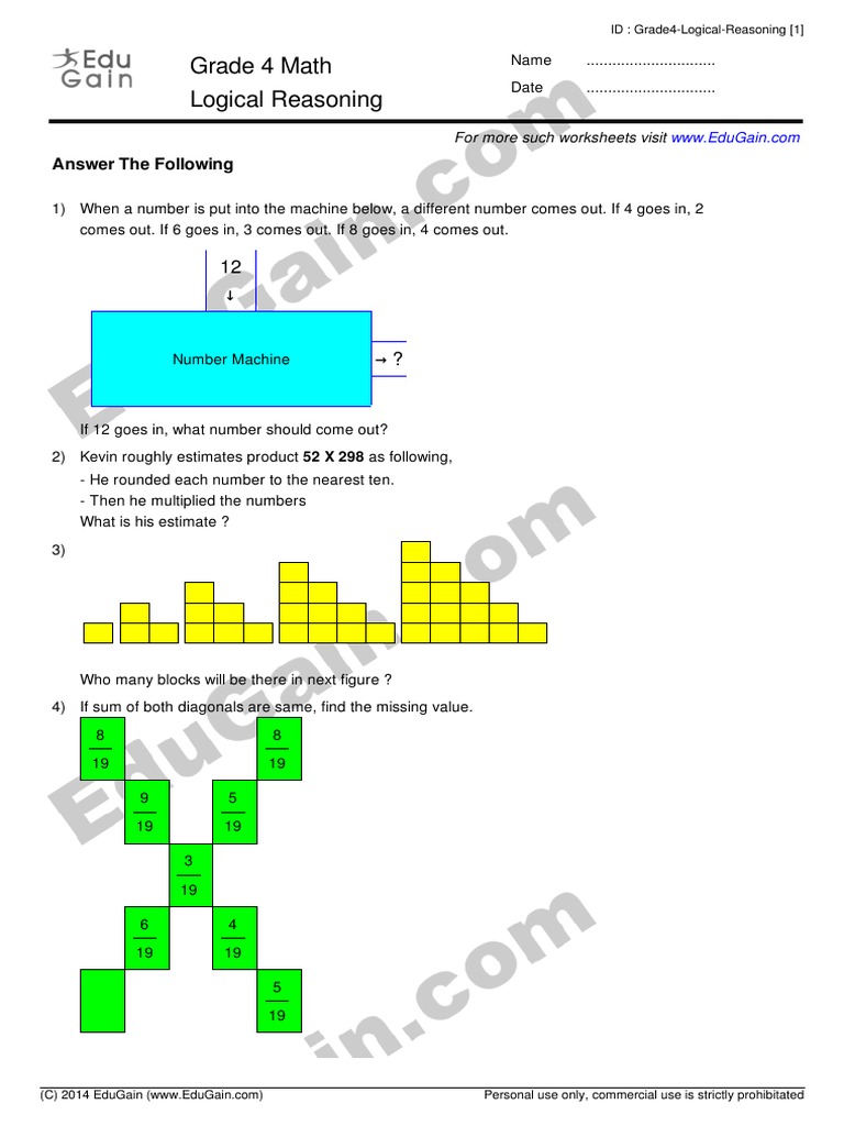 Grade 4 Logical Reasoning | PDF | Teaching Mathematics