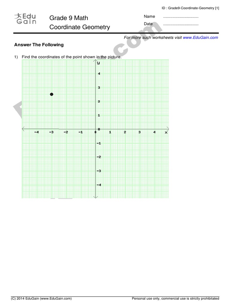Grade 9: Coordinate Geometry | PDF | Cartesian Coordinate System ...