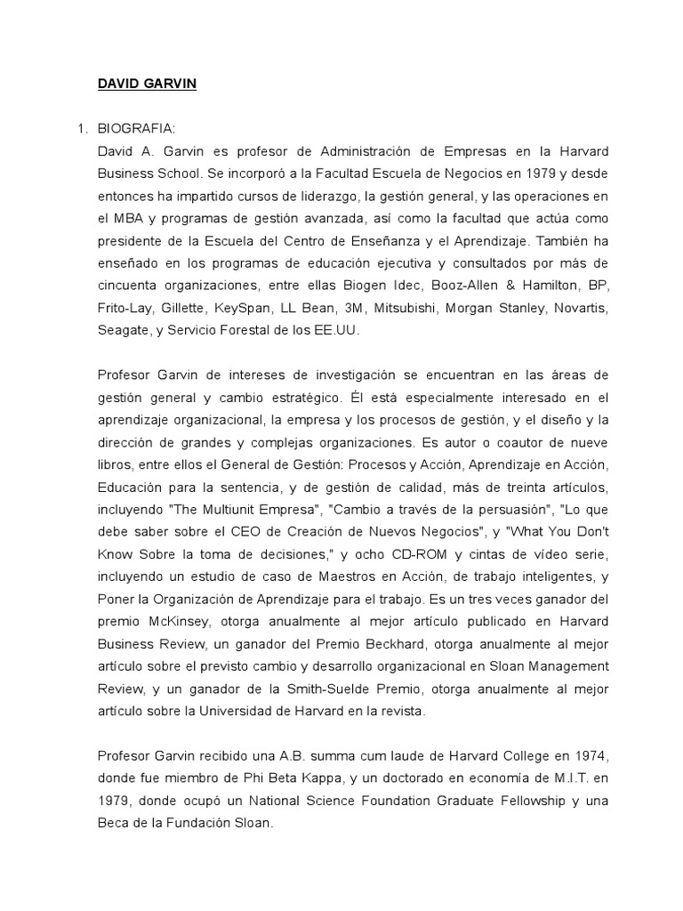 David Garvin Aportes | PDF | Producto (Negocio) | Calidad (comercial)