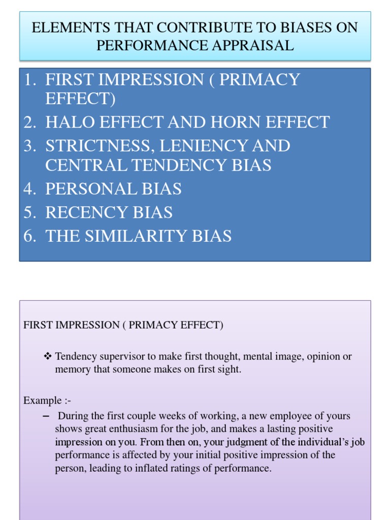 Elements That Contribute To Biases On Performance Appraisal | PDF ...