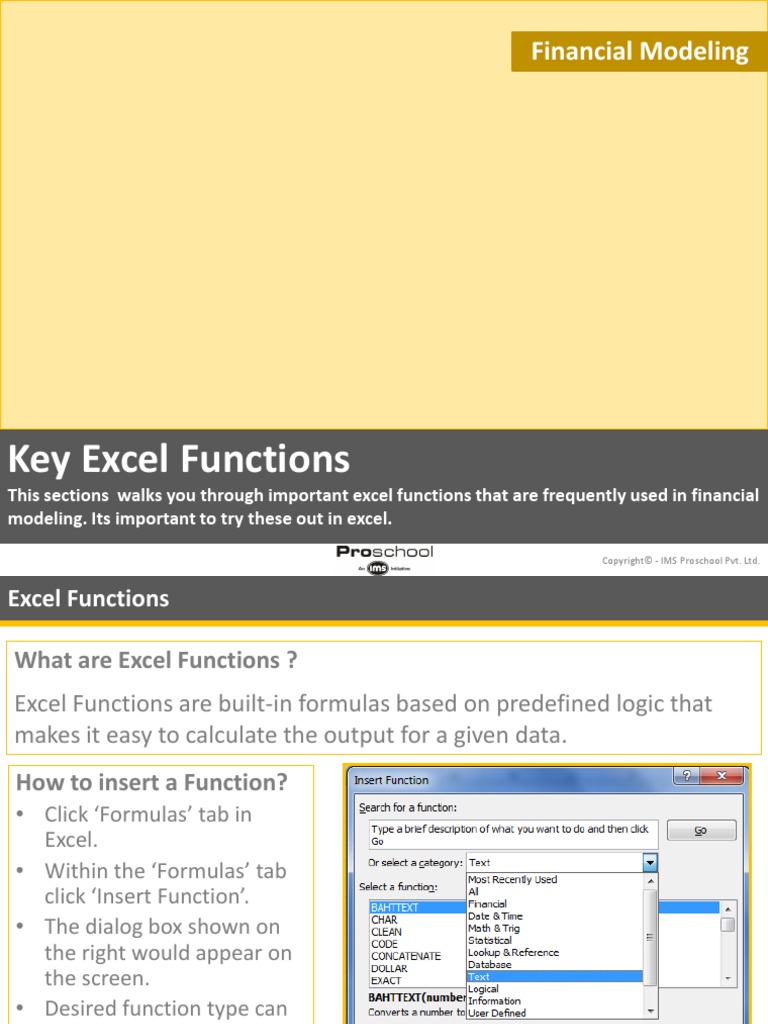 Key Excel Functions | PDF | Microsoft Excel | Teaching Mathematics