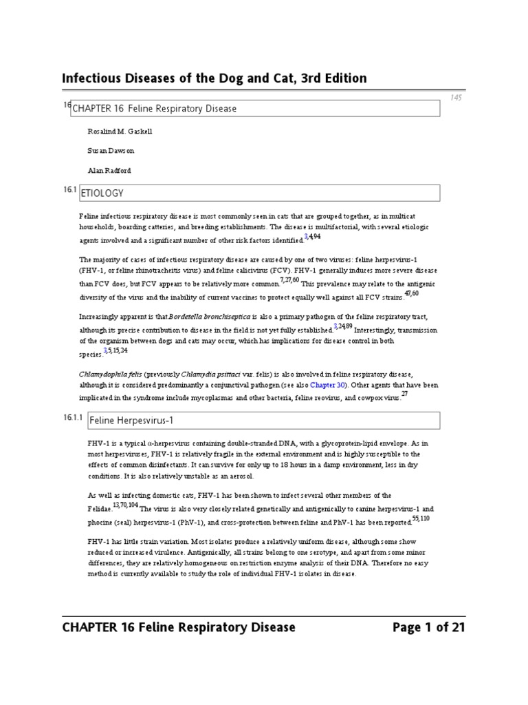 Infectious Diseases of The Dog and Cat, 3rd Edition: CHAPTER 16 Feline ...