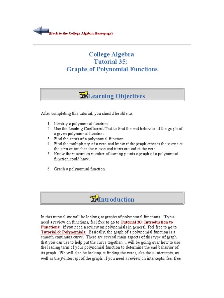 College Algebra Tutorial 35 Graphs Of Polynomial Functions Download