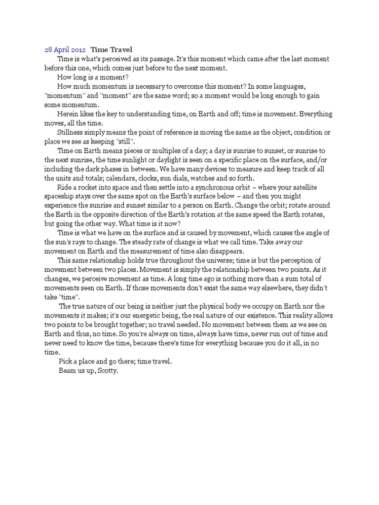 Time Travel 28 April 2012 | PDF | Time | Time Travel