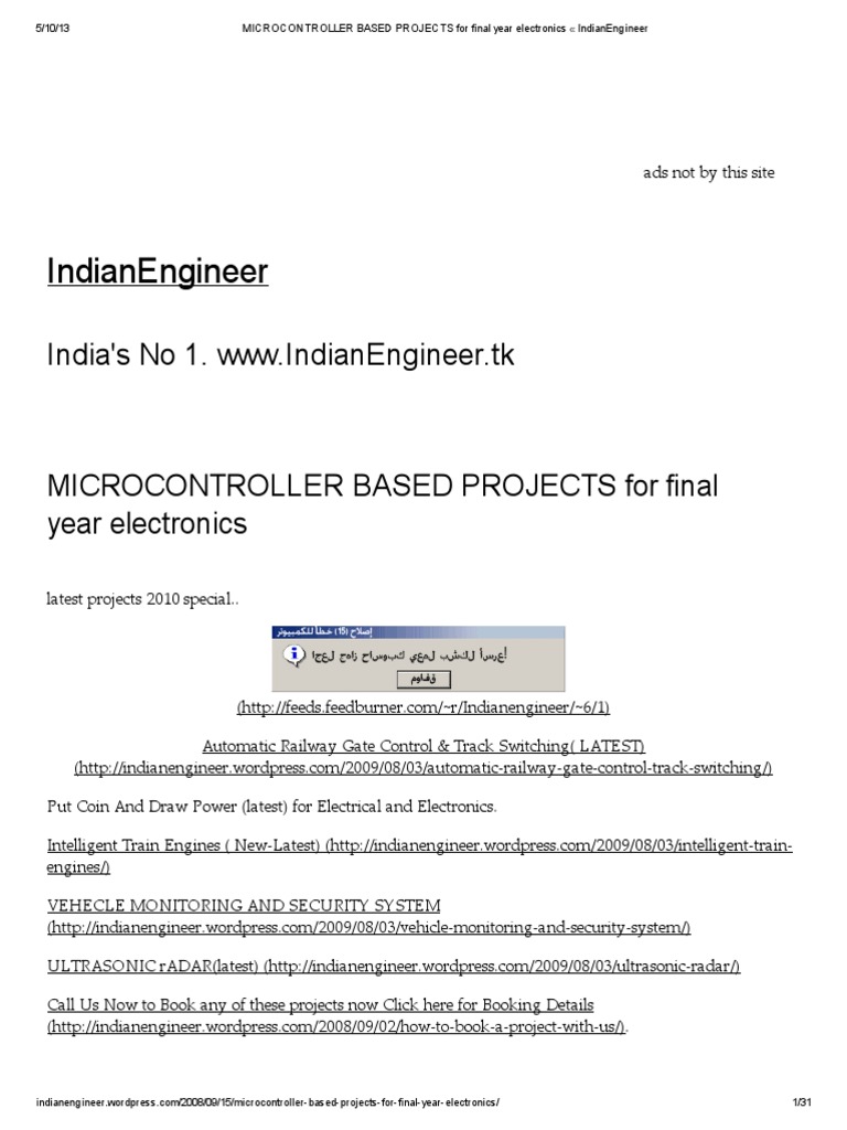 Microcontroller Based Projects For Final Year Electronics