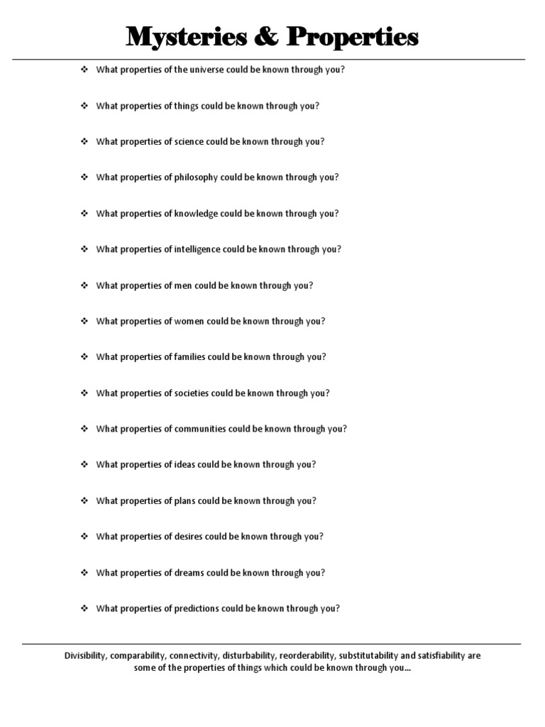 Mysteries and Properties | PDF | Chemical Equilibrium | Chemistry