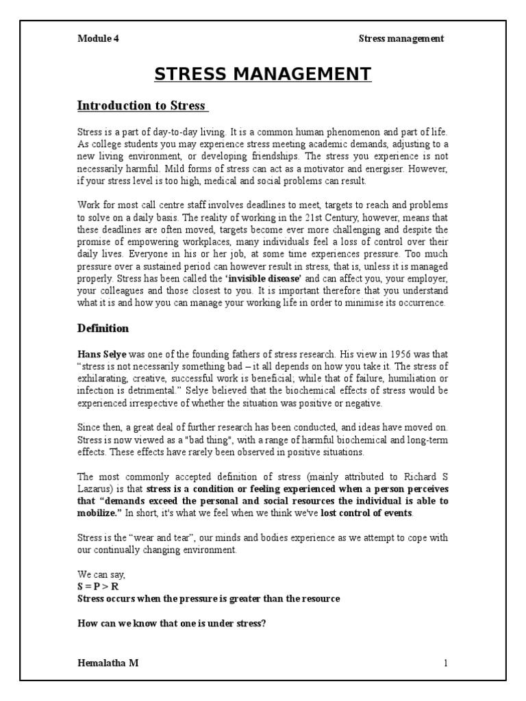 Stress Management | PDF | Stress Management | Stress (Biology)
