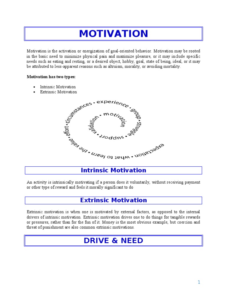 Types of Motivation in Psychology | PDF | Motivation | Motivational