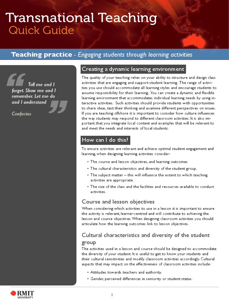 Teaching Practice - Engaging Students Through Learning Activities | PDF ...