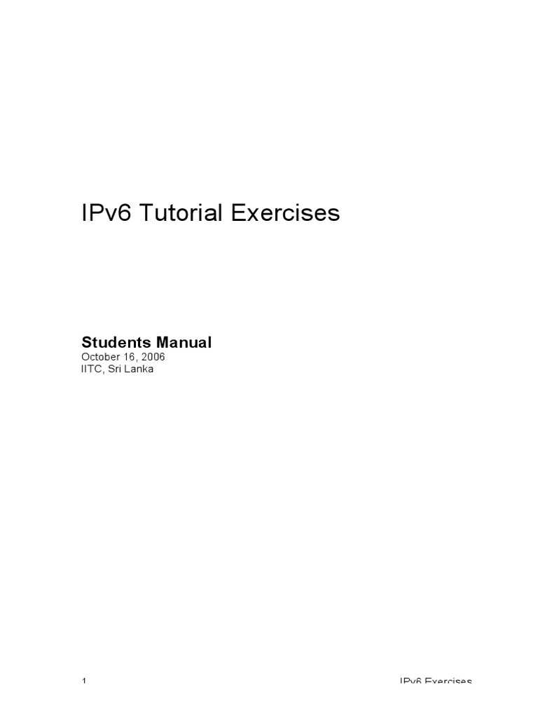 Ipv6 Tutorial Exercises: Students Manual | PDF | I Pv6 | Router (Computing)