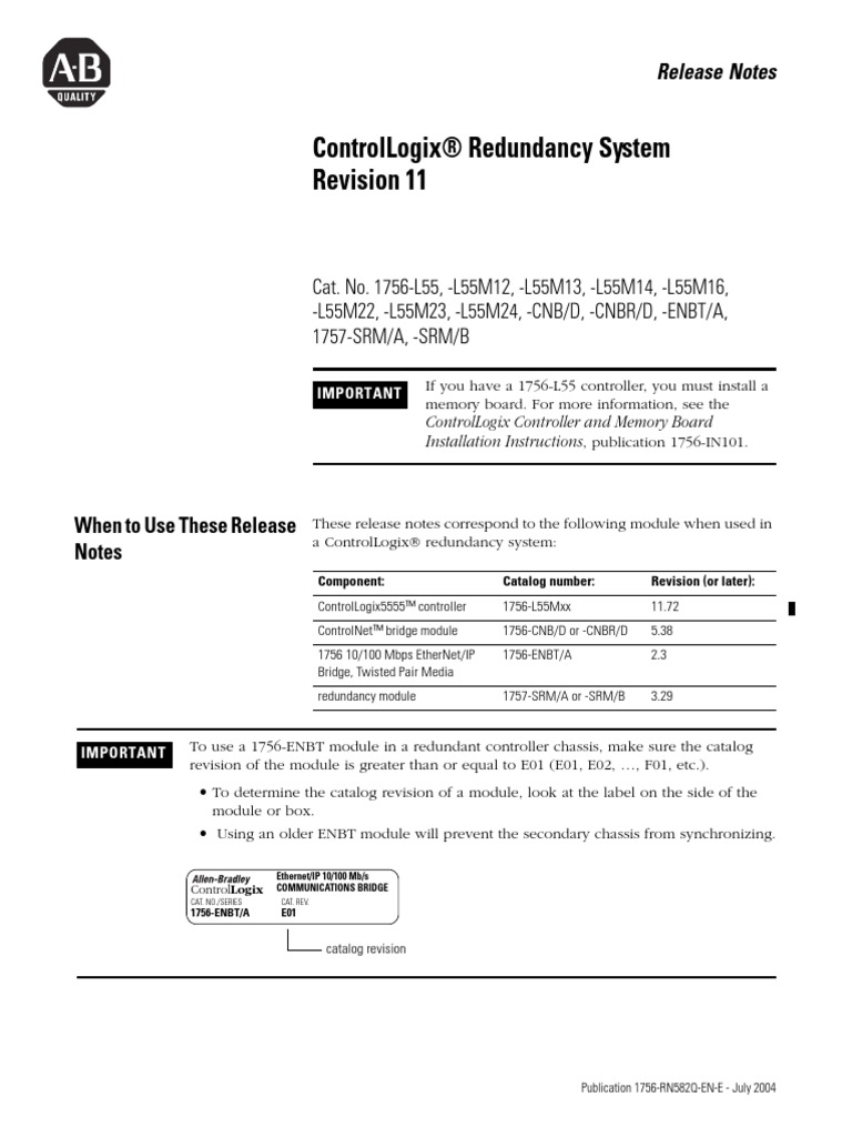 ControlLogix® Redundancy System Revision 11 | PDF | Automation ...