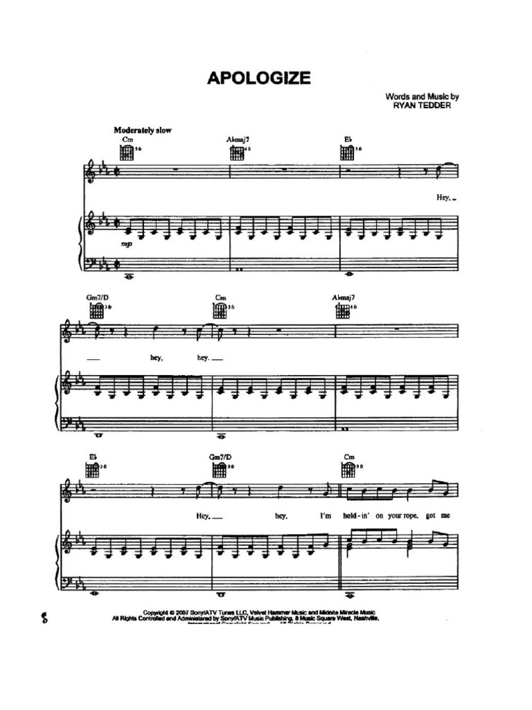 Apologize Sheet Music | PDF