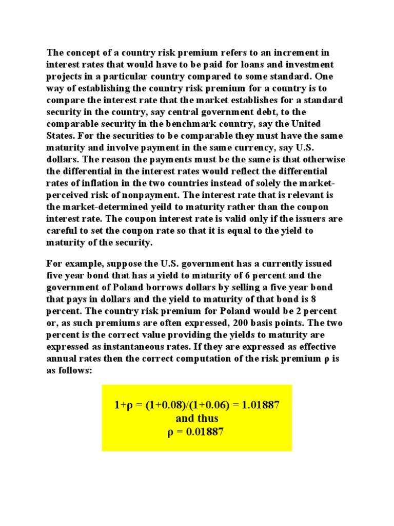 Risk Premium of Countries | PDF | Interest | Interest Rates