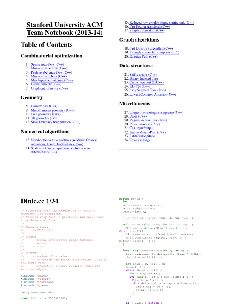 Stanford University ACM Team Notebook | Download Free PDF | Computer ...
