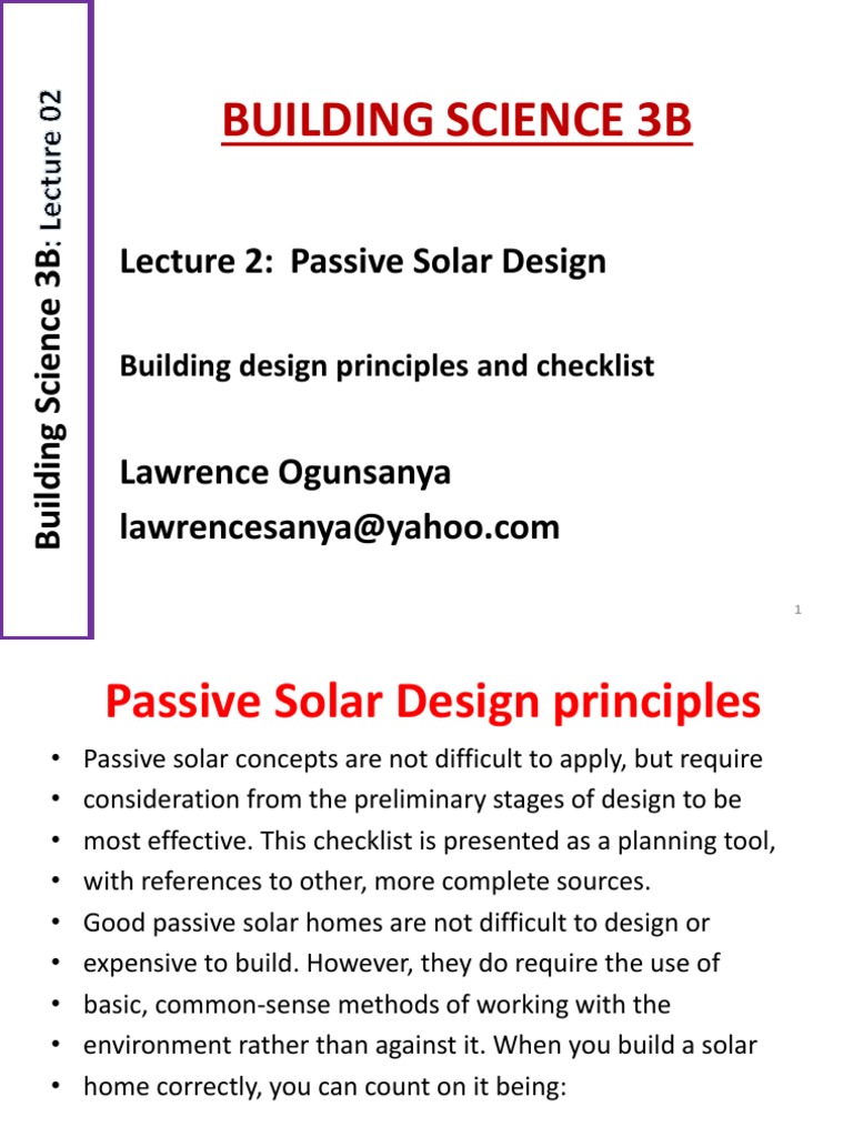 Passive Solar Design Principles | PDF | Building Insulation | Window
