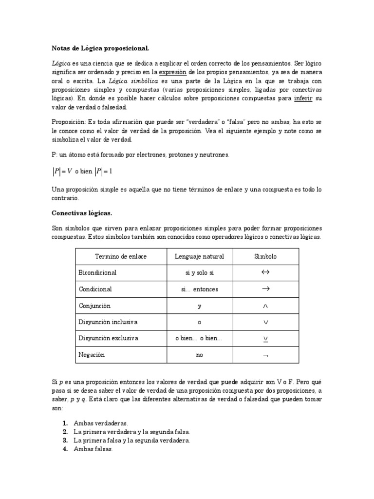 Notas de Logica Proposicional | PDF | Proposición | Verdad