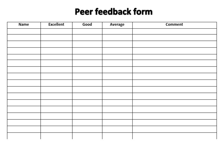 Peer Feedback Form Template | PDF