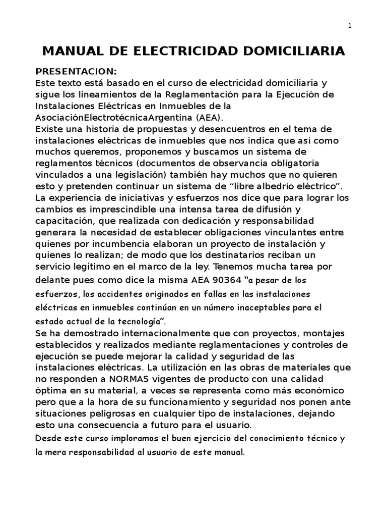 Manual de Electricidad Domiciliaria | PDF | Corriente continua ...