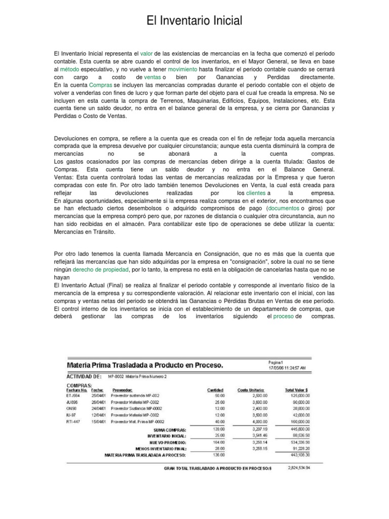 El Inventario Inicial | PDF | Contabilidad | Inventario