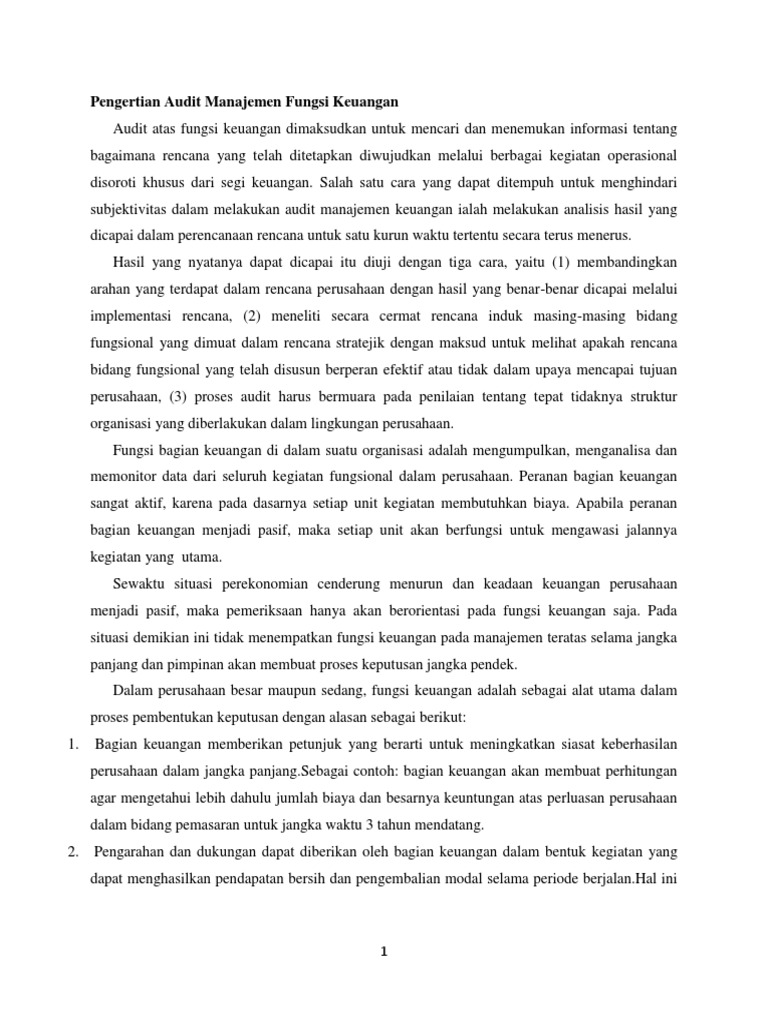 Audit Fungsi Keuangan | PDF