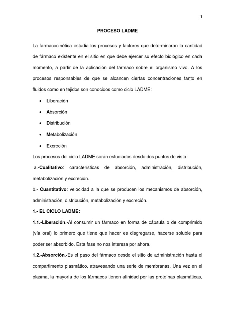 Proceso Ladme | PDF | Farmacología | Ciencias farmacéuticas