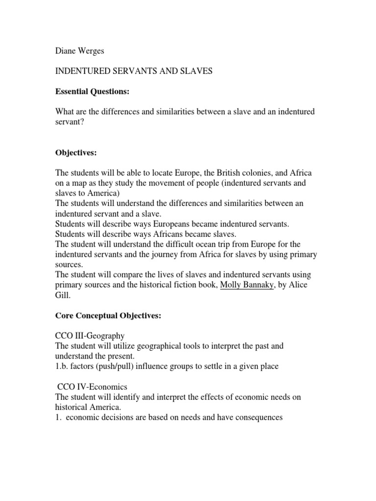Comparing Indentured Servants and Slaves | PDF | Slavery | Unfree Labour
