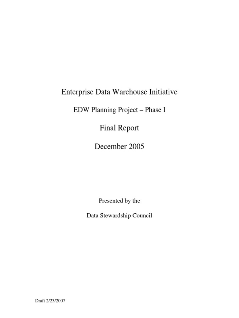 Edw Phase I Final Report1 12-16-05 | PDF | Data Warehouse | Curriculum