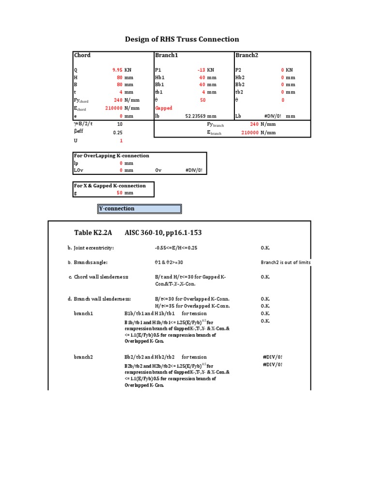 RHS Truss Connection Design Analysis | PDF | Science & Mathematics ...