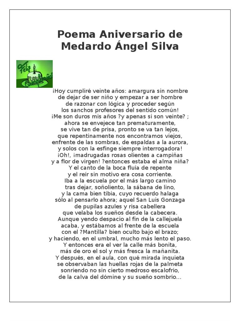 Poema Aniversario de Medardo Ángel Silva | Naturaleza | Naturaleza