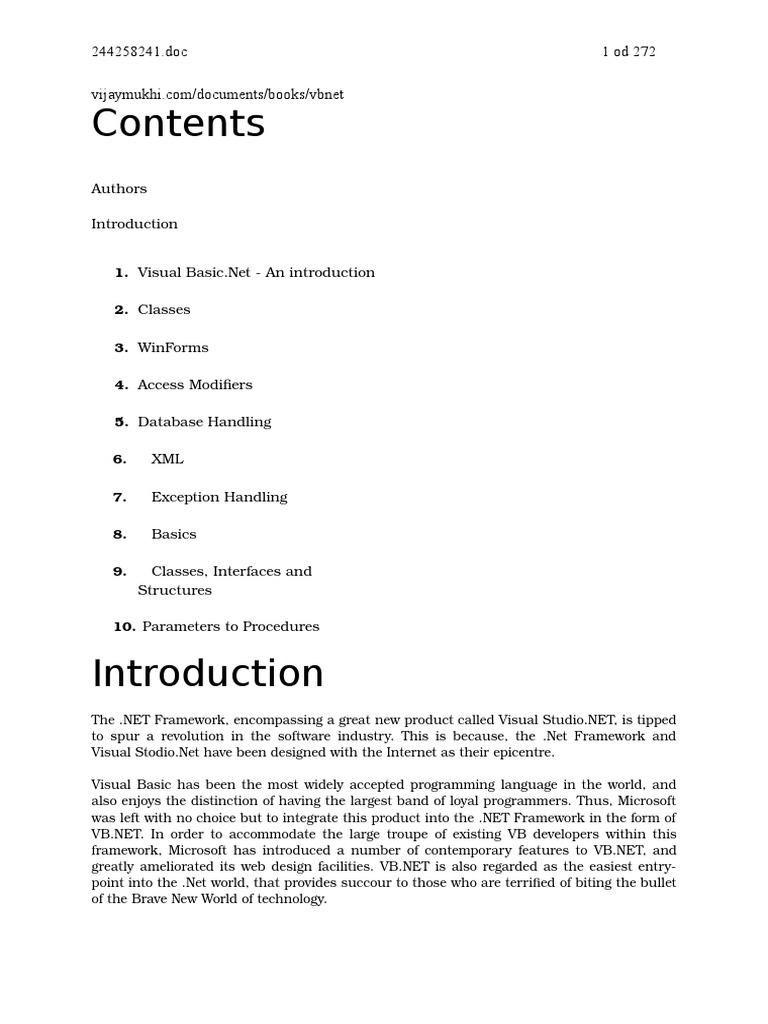Vbnet Vijamukhi Pdf Visual Basic Constructor Object Oriented Programming