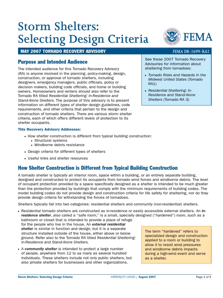 Introduction To Storm Shelter Design Criteria | PDF | Ventilation ...
