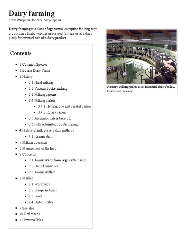 Dairy Farming - Wikipedia, The Free Encyclopedia | PDF | Dairy Farming ...