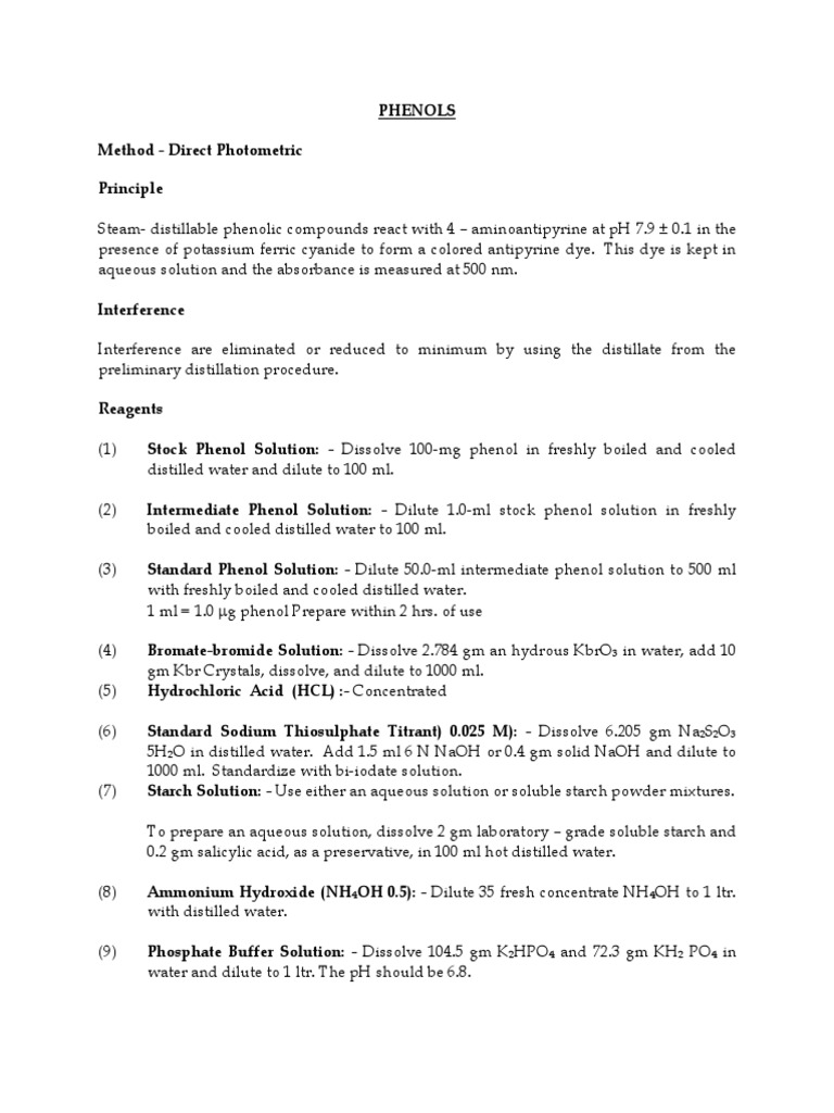 Estimation of PHENOLS | PDF | Sodium Hydroxide | Solution