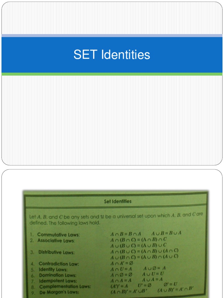SET Identities | PDF | Numbers | Rational Number