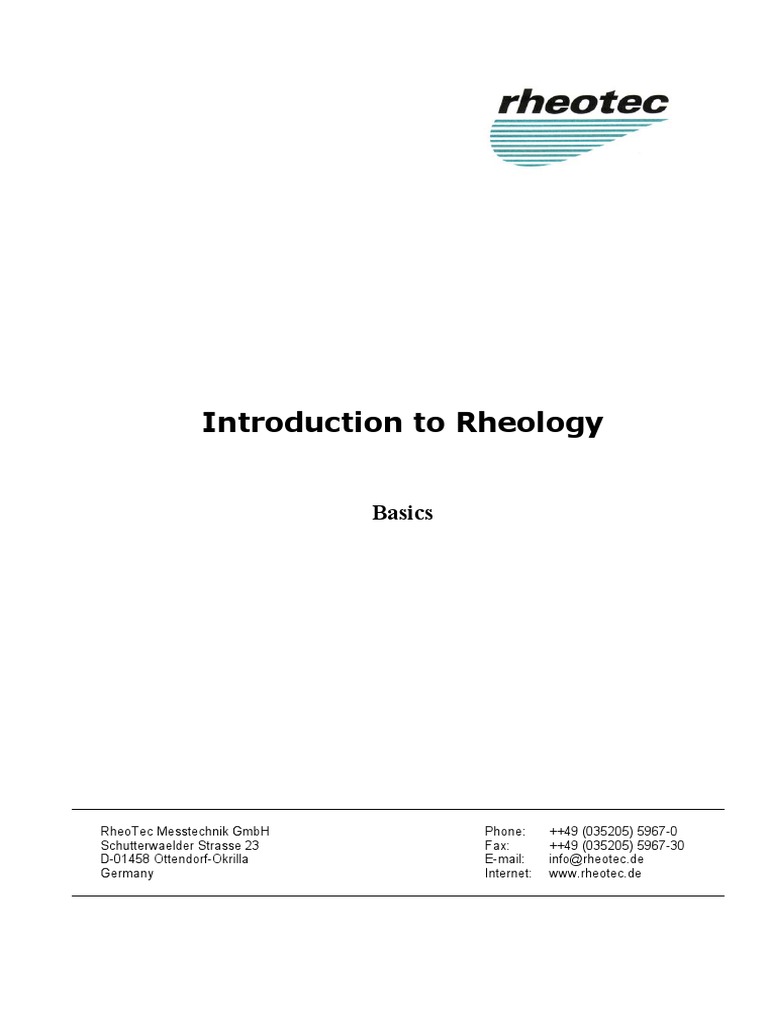 Introduction To Rheology | PDF | Viscoelasticity | Rheology
