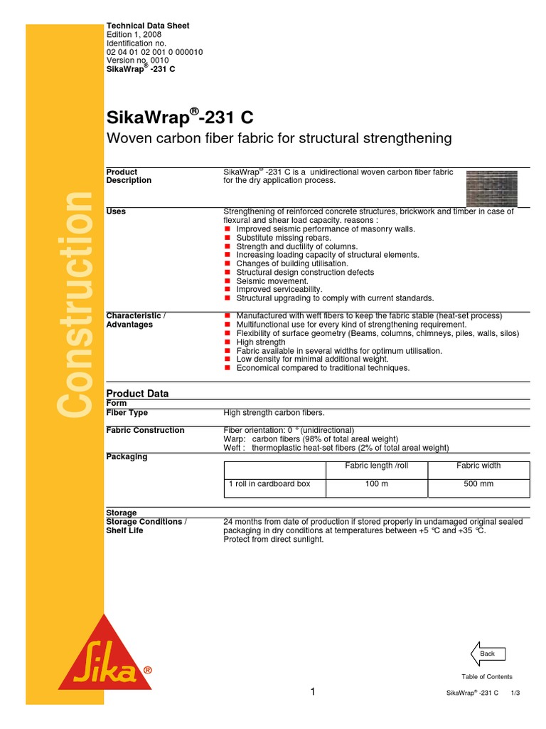 SikaWrap-231 C PDF | PDF | Fibers | Lamination