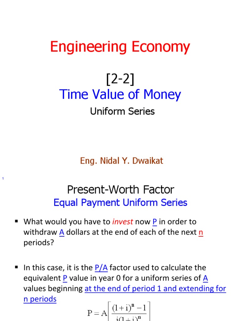 (2-2) Time Value of Money - Uniform Series | PDF | Present Value | Interest