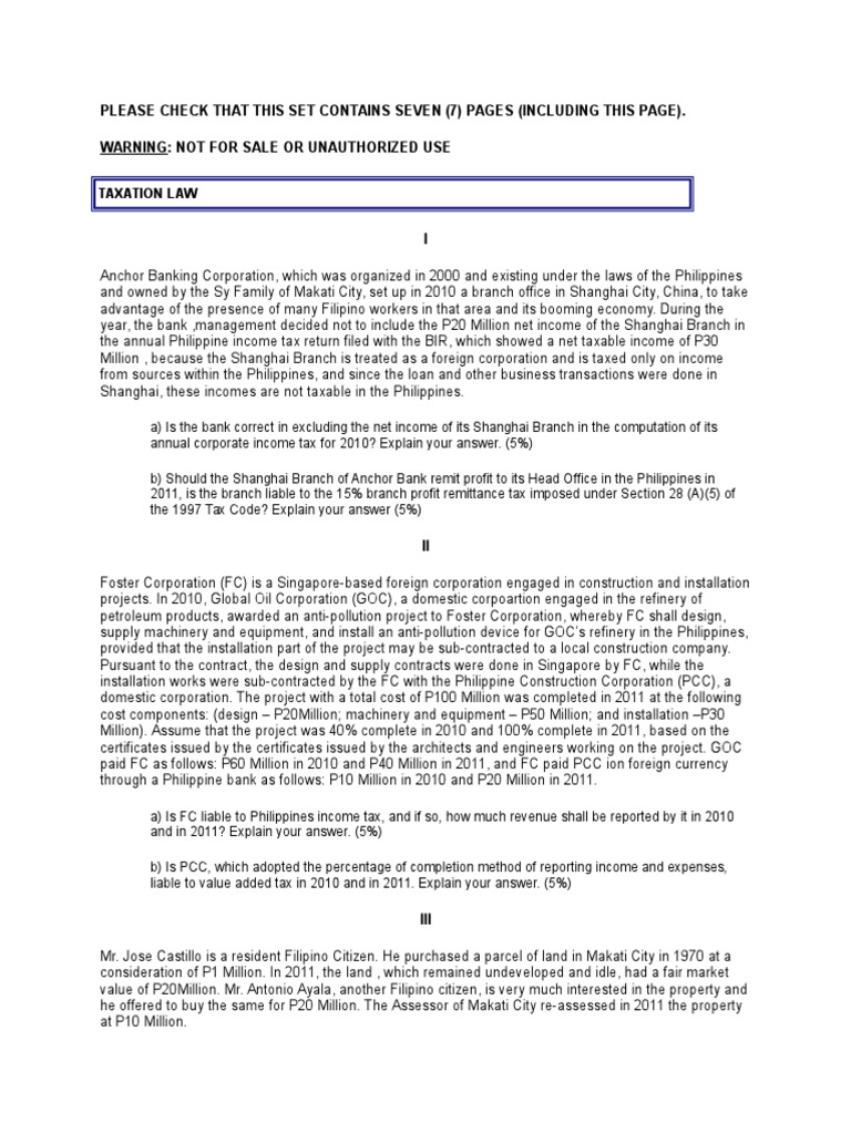 Philippine Taxation Law Case Studies | PDF | Tax Return (United States ...