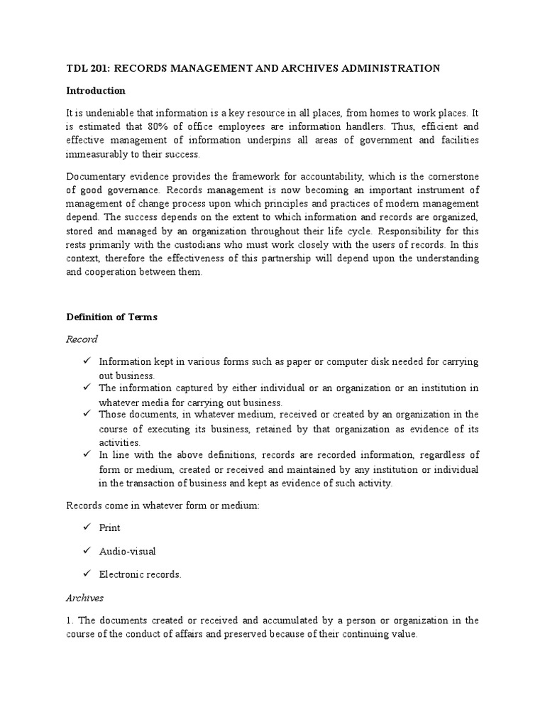 Records Management & Archives Guide | PDF | Records Management | Archive
