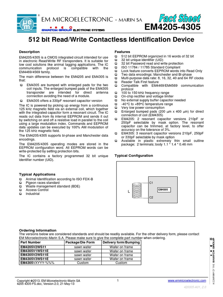 Em4205-4305 Rfid Card | PDF | Near Field Communication | Computer ...
