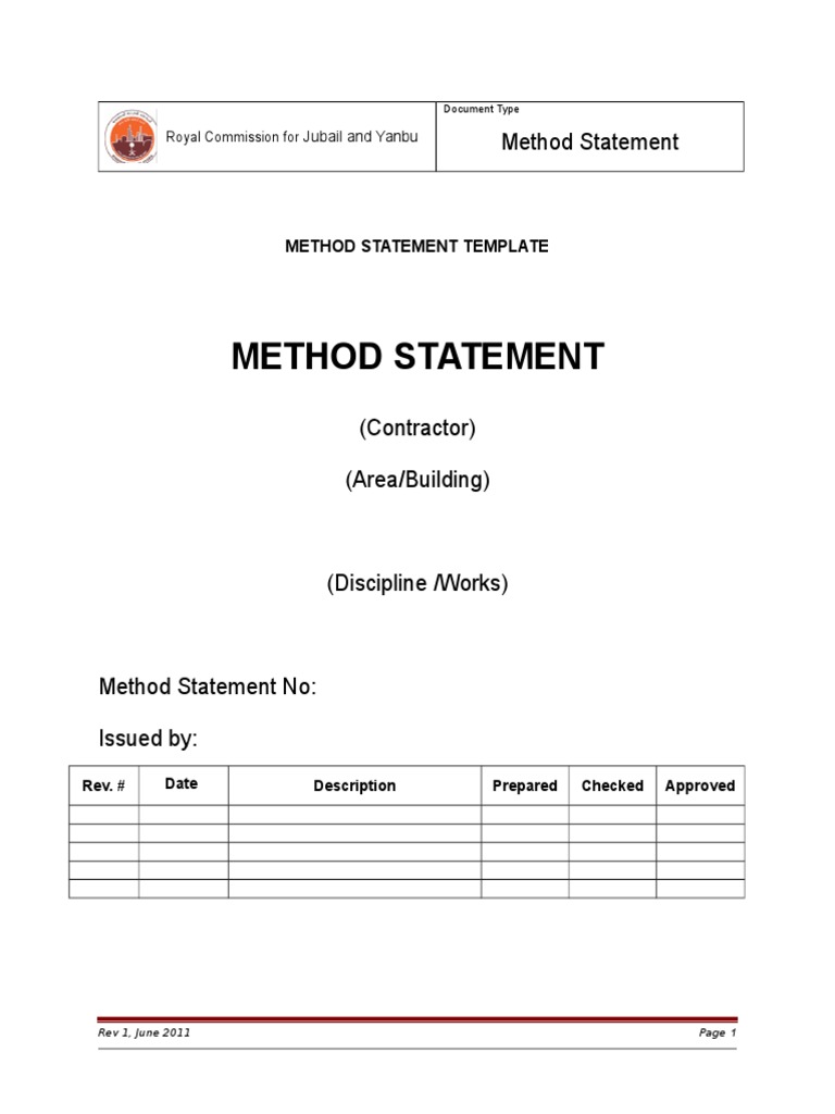 RC Method Statement Template | PDF | Business | Wellness