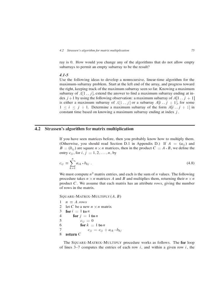 Strassen | PDF | Matrix (Mathematics) | Time Complexity