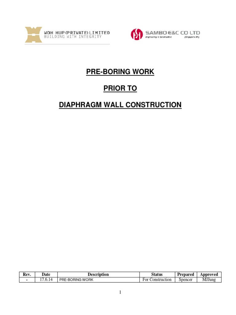 Preboring Works To DWall With Air-Lift & RCD Core Barrer - 17.6.14 PDF ...