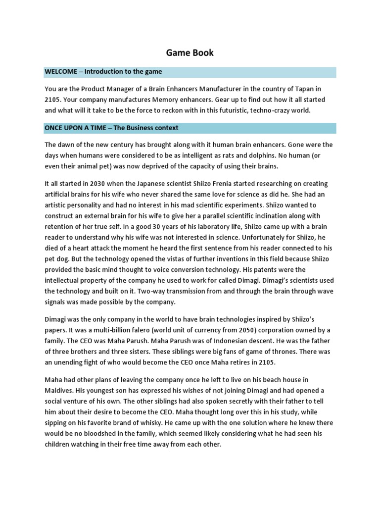 Game Book: WELCOME - Introduction To The Game | PDF | Sales | Business