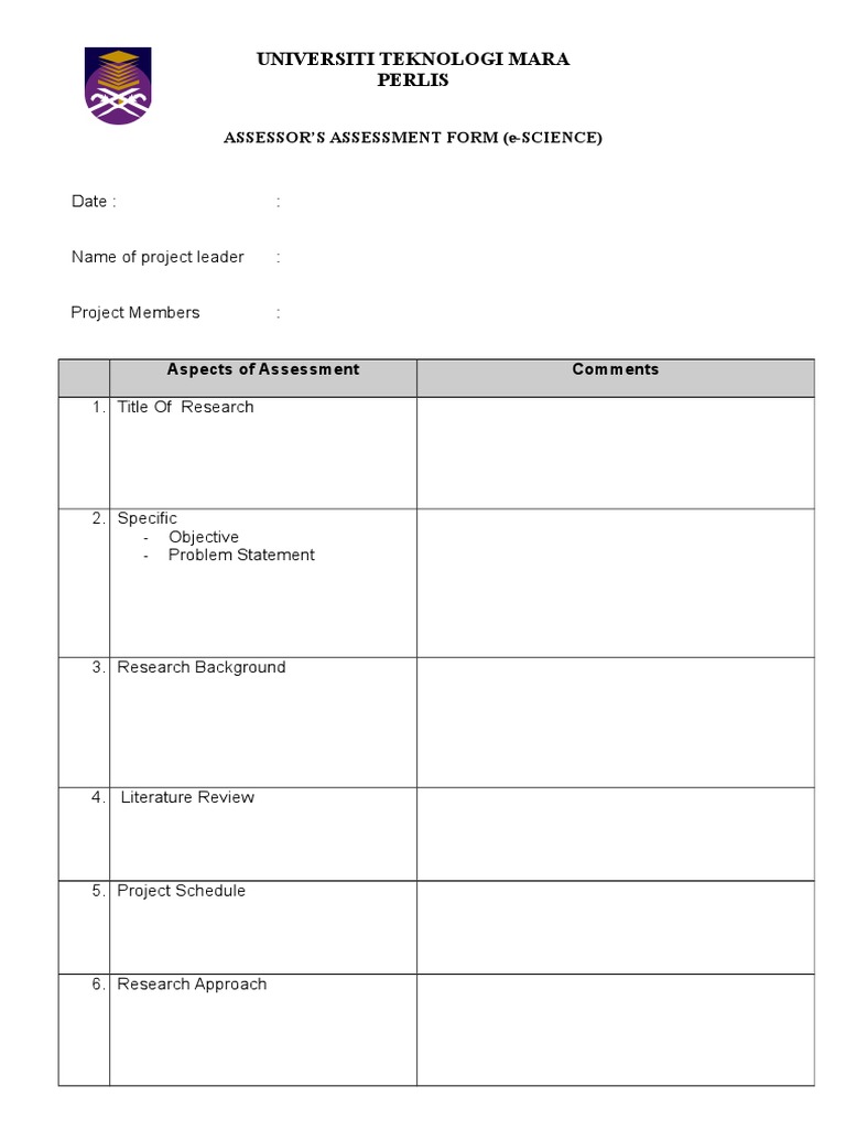 e-Science Project Assessment Form | PDF